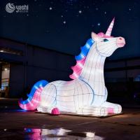 China Custom Lying Unicorn Lantern | Colorful LED Fantasy Unicorn Light Sculpture for Fairy‑Theme Outdoor Light Exhibition for sale