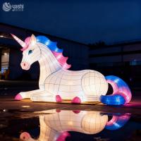 China Custom Lying Unicorn Lantern | Colorful LED Fantasy Unicorn Light Sculpture for Fairy‑Theme Outdoor Light Exhibition for sale