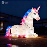 China Custom Lying Unicorn Lantern | Colorful LED Fantasy Unicorn Light Sculpture for Fairy‑Theme Outdoor Light Exhibition for sale