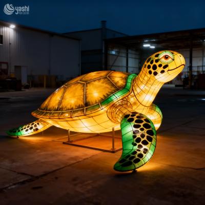 China Custom Realistic Sea Turtle Lantern | Large LED Marine Animal Light Sculpture for Aquatic Theme Outdoor Night Exhibition for sale