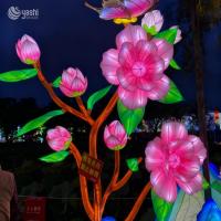 China Custom Pink Peach Blossom & Butterfly Lantern, Large LED Floral Branch Light Sculpture for Park Festival Decoration for sale