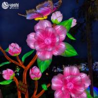 China Custom Pink Peach Blossom & Butterfly Lantern, Large LED Floral Branch Light Sculpture for Park Festival Decoration for sale