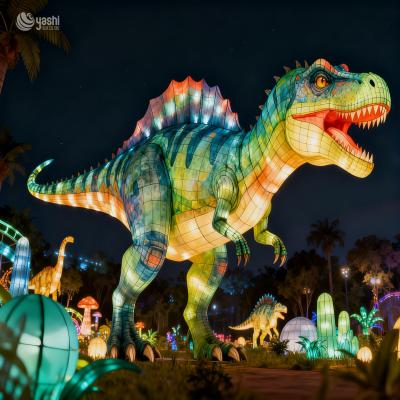 China Custom Dinosaur World LED Lantern Installation, Giant Spinosaurus Animal Light Sculptures for Theme Park & Dino‑Festival for sale