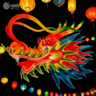 China Custom Chinese Dragon Head Lantern, Hanging Oriental Dragon LED Light Sculpture for Festival Show for sale