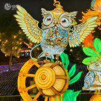 China Custom Steampunk Gear‑Style Owl Zigong Lantern, Large LED Mechanical Bird Light Sculpture for Outdoor Theme Night Festival for sale