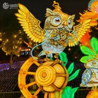 China Custom Steampunk Gear‑Style Owl Zigong Lantern, Large LED Mechanical Bird Light Sculpture for Outdoor Theme Night Festival for sale