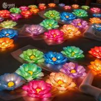 China Custom Multicolor Fabric Flower LED Lantern Set, Hand‑Made Floral Light Ornaments for Festival Decoration for sale