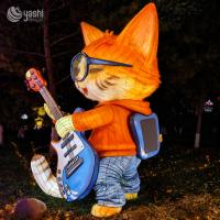 China Custom Cartoon Rock Cat Lantern, Music Guitar Playing Cat LED Light Sculpture for Theme Light Festival for sale