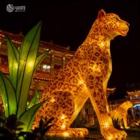 China Custom Realistic Leopard Zigong Lantern, Large LED Wild‑Animal Light Sculpture for Outdoor Theme Park Night Show for sale
