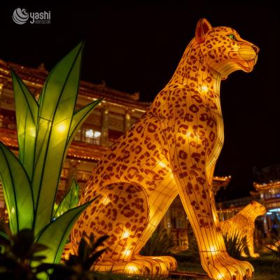 China Custom Realistic Leopard Zigong Lantern, Large LED Wild‑Animal Light Sculpture for Outdoor Theme Park Night Show for sale