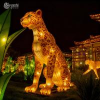 China Custom Realistic Leopard Zigong Lantern, Large LED Wild‑Animal Light Sculpture for Outdoor Theme Park Night Show for sale