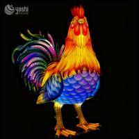 China Custom Vibrant Rooster Zigong Lantern, Large LED Colorful Chicken Light Sculpture for Outdoor Lunar Festival Display for sale