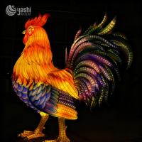 China Custom Vibrant Rooster Zigong Lantern, Large LED Colorful Chicken Light Sculpture for Outdoor Lunar Festival Display for sale