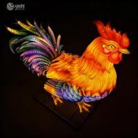 China Custom Vibrant Rooster Zigong Lantern, Large LED Colorful Chicken Light Sculpture for Outdoor Lunar Festival Display for sale