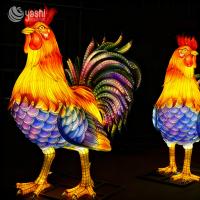China Custom Vibrant Rooster Zigong Lantern, Large LED Colorful Chicken Light Sculpture for Outdoor Lunar Festival Display for sale
