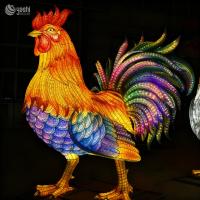 China Custom Vibrant Rooster Zigong Lantern, Large LED Colorful Chicken Light Sculpture for Outdoor Lunar Festival Display for sale