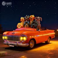 China Zigong Lantern Manufacturer Cartoon Animal Lantern: Starry Night Fluffy Dog Vintage Pet Lantern for sale