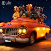 China Zigong Lantern Manufacturer Cartoon Animal Lantern: Starry Night Fluffy Dog Vintage Pet Lantern for sale
