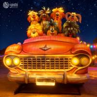 China Zigong Lantern Manufacturer Cartoon Animal Lantern: Starry Night Fluffy Dog Vintage Pet Lantern for sale