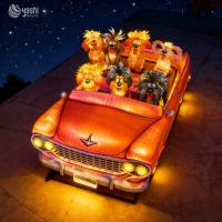 China Zigong Lantern Manufacturer Cartoon Animal Lantern: Starry Night Fluffy Dog Vintage Pet Lantern for sale