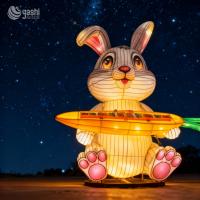 China Custom Cartoon Music‑Playing Rabbit Zigong Lantern, Large LED Animal Light Sculpture for Outdoor Mid‑Autumn Festival Night Show for sale