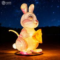 China Custom Cartoon Music‑Playing Rabbit Zigong Lantern, Large LED Animal Light Sculpture for Outdoor Mid‑Autumn Festival Night Show for sale
