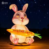 China Custom Cartoon Music‑Playing Rabbit Zigong Lantern, Large LED Animal Light Sculpture for Outdoor Mid‑Autumn Festival Night Show for sale