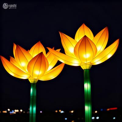 China Custom Giant Rafflesia Flower LED Lantern, Realistic Floral Light Sculpture for Botanical Theme Park Light Festival for sale