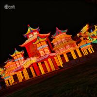 China Custom Chinese Ancient Pavilion Building Zigong Lantern, Traditional Ancient Palace LED Light Sculpture, Waterproof Outdoor Festival Light Installation for sale