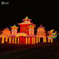 China Custom Chinese Ancient Pavilion Building Zigong Lantern, Traditional Ancient Palace LED Light Sculpture, Waterproof Outdoor Festival Light Installation for sale