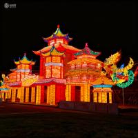 China Custom Chinese Ancient Pavilion Building Zigong Lantern, Traditional Ancient Palace LED Light Sculpture, Waterproof Outdoor Festival Light Installation for sale