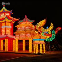 China Custom Chinese Ancient Pavilion Building Zigong Lantern, Traditional Ancient Palace LED Light Sculpture, Waterproof Outdoor Festival Light Installation for sale