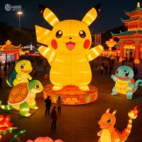 China Custom Cartoon Character Animal Zigong Lantern Set, Cute Anime Creature LED Light Sculpture, Waterproof Outdoor Light Festival Decoration for sale