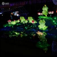 China Custom Frog Lantern Set | Cartoon Frog & Lotus Leaf Flower Light Sculpture for Pond‑Theme Outdoor Light Exhibition for sale