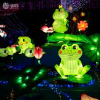 China Custom Frog Lantern Set | Cartoon Frog & Lotus Leaf Flower Light Sculpture for Pond‑Theme Outdoor Light Exhibition for sale