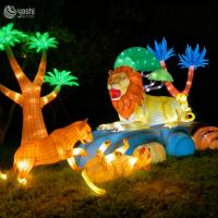 China Custom Roaring Lion Family Lantern Scene | Safari Wildlife LED Light Sculpture for Jungle‑Theme Light Exhibition for sale