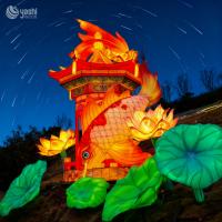 China Custom Koi Fish Pagoda Lantern Scene | Traditional Chinese Lotus LED Light Sculpture for Cultural‑Theme Light Exhibition for sale