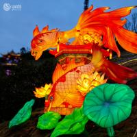 China Custom Koi Fish Pagoda Lantern Scene | Traditional Chinese Lotus LED Light Sculpture for Cultural‑Theme Light Exhibition for sale