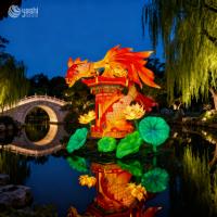 China Custom Koi Fish Pagoda Lantern Scene | Traditional Chinese Lotus LED Light Sculpture for Cultural‑Theme Light Exhibition for sale