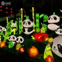 China Custom Panda LED Lantern Scene, Chinese Giant Panda Light Sculpture with Bamboo & Flower for Cultural Theme Park Exhibition for sale