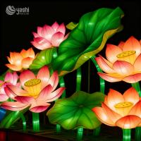 China Custom Lotus Flower with Leaf LED Lantern Set, Traditional Chinese Water‑Lily Light Sculpture for Park Pond Light Festival for sale