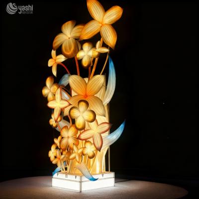 China Custom Plumeria Flower Lantern Sculpture, Vertical Large LED Floral Light for Event & Park Decoration for sale