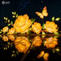 China Custom Lotus & Butterfly Lantern Set, Large LED Floral Light Sculpture for Water‑Side Festival Display for sale