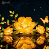China Custom Lotus & Butterfly Lantern Set, Large LED Floral Light Sculpture for Water‑Side Festival Display for sale