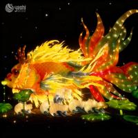 China Custom Chinese Mythical Dragon‑Fish Lantern, Giant Koi Dragon LED Light Sculpture With Lotus & Wave for Lunar New Year Light Festival for sale