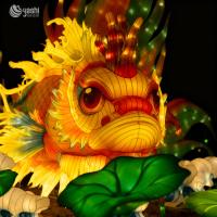 China Custom Chinese Mythical Dragon‑Fish Lantern, Giant Koi Dragon LED Light Sculpture With Lotus & Wave for Lunar New Year Light Festival for sale