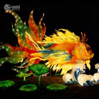 China Custom Chinese Mythical Dragon‑Fish Lantern, Giant Koi Dragon LED Light Sculpture With Lotus & Wave for Lunar New Year Light Festival for sale