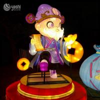 China Custom Cartoon God of Wealth Lantern, Chinese New Year Fortune Character LED Light Sculpture With Glowing Gold Coins for Mall & Park Festival Display for sale