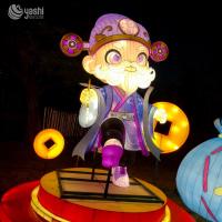 China Custom Cartoon God of Wealth Lantern, Chinese New Year Fortune Character LED Light Sculpture With Glowing Gold Coins for Mall & Park Festival Display for sale