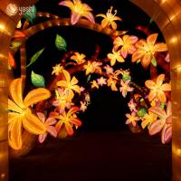 China Custom Lily Flower Vine Arch Lantern, Giant Blooming Floral LED Walk‑Through Light Arch for Park, Garden and Lantern Festival Exhibition for sale